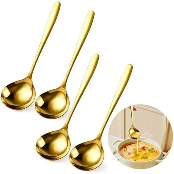 4 Pack Gold Gravy Ladles, SUS 304 Stainless Steel Sauce ladles, 8-Inch ...