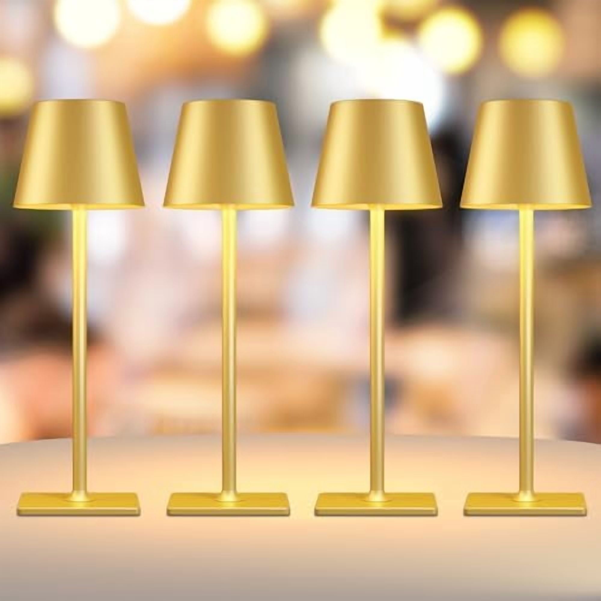 4 Pack Gold Rechargeable Led Cordless Table Lamps,Cordless Lamp with ...