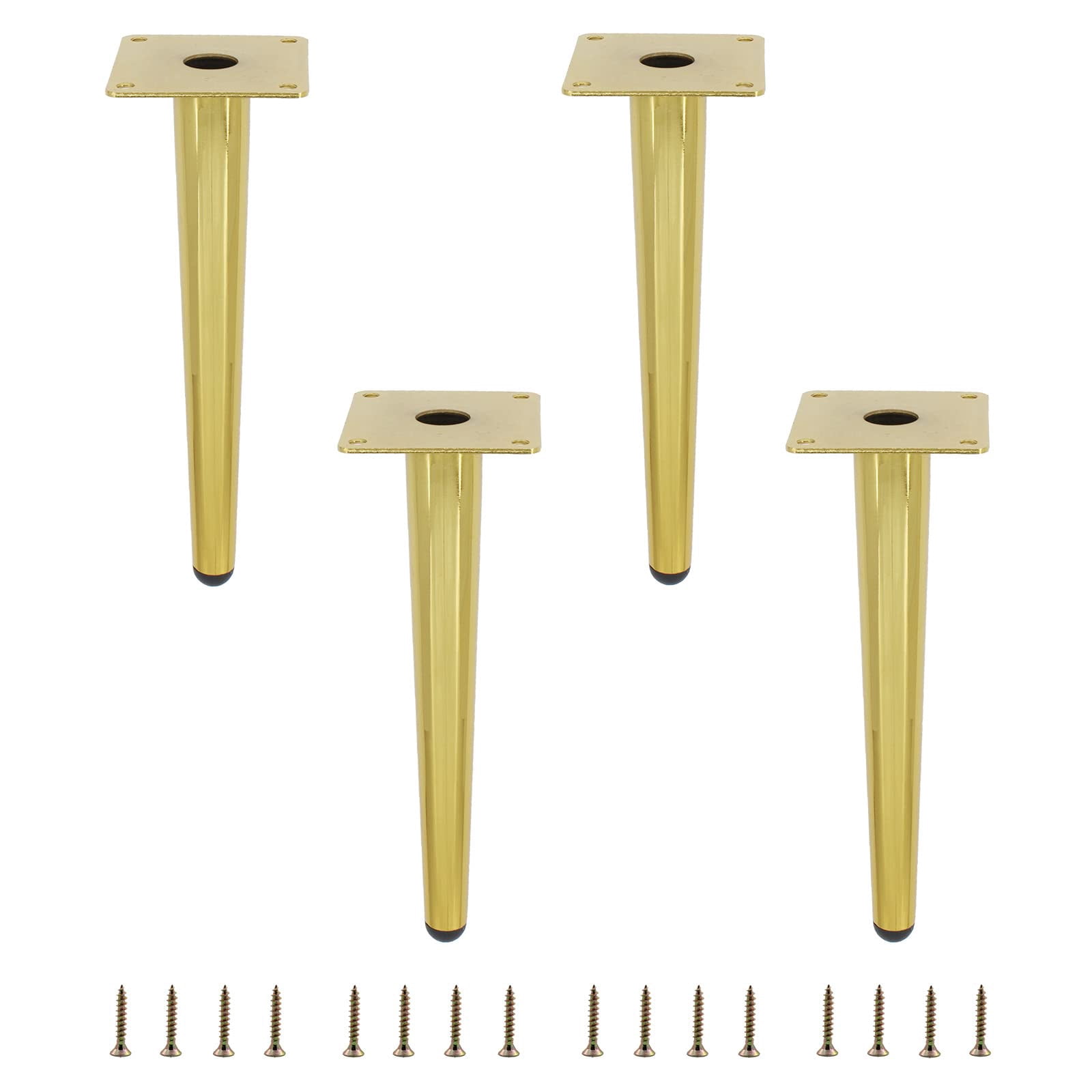 4 Pack Gold Tone Tapered Metal Furniture Legs For Table Chair Sofa ...