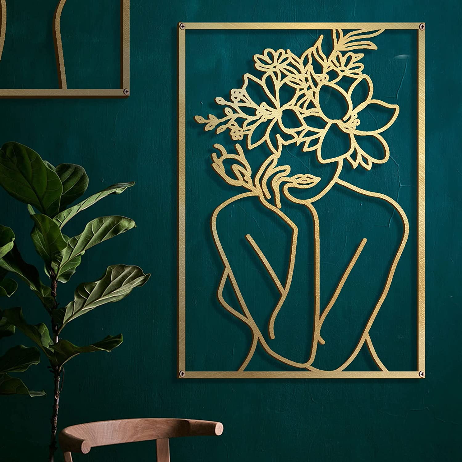 4 Pack Gold Wall Art, Minimalist Abstract Metal Decor, Real Metal Wall ...