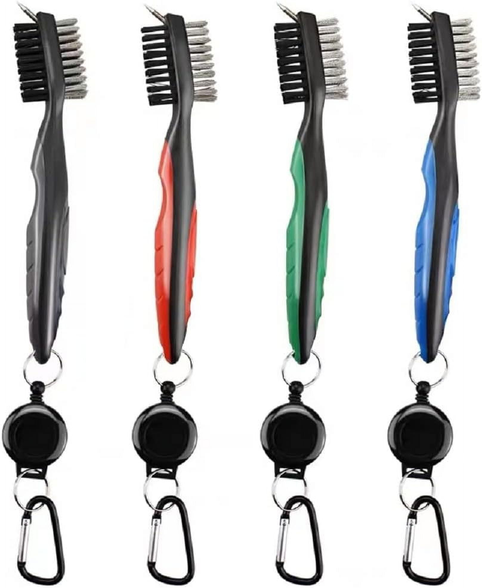 4 Pack Golf Club Brushes，Dual Sided Nylon and Steel Brush, with 2 Ft ...