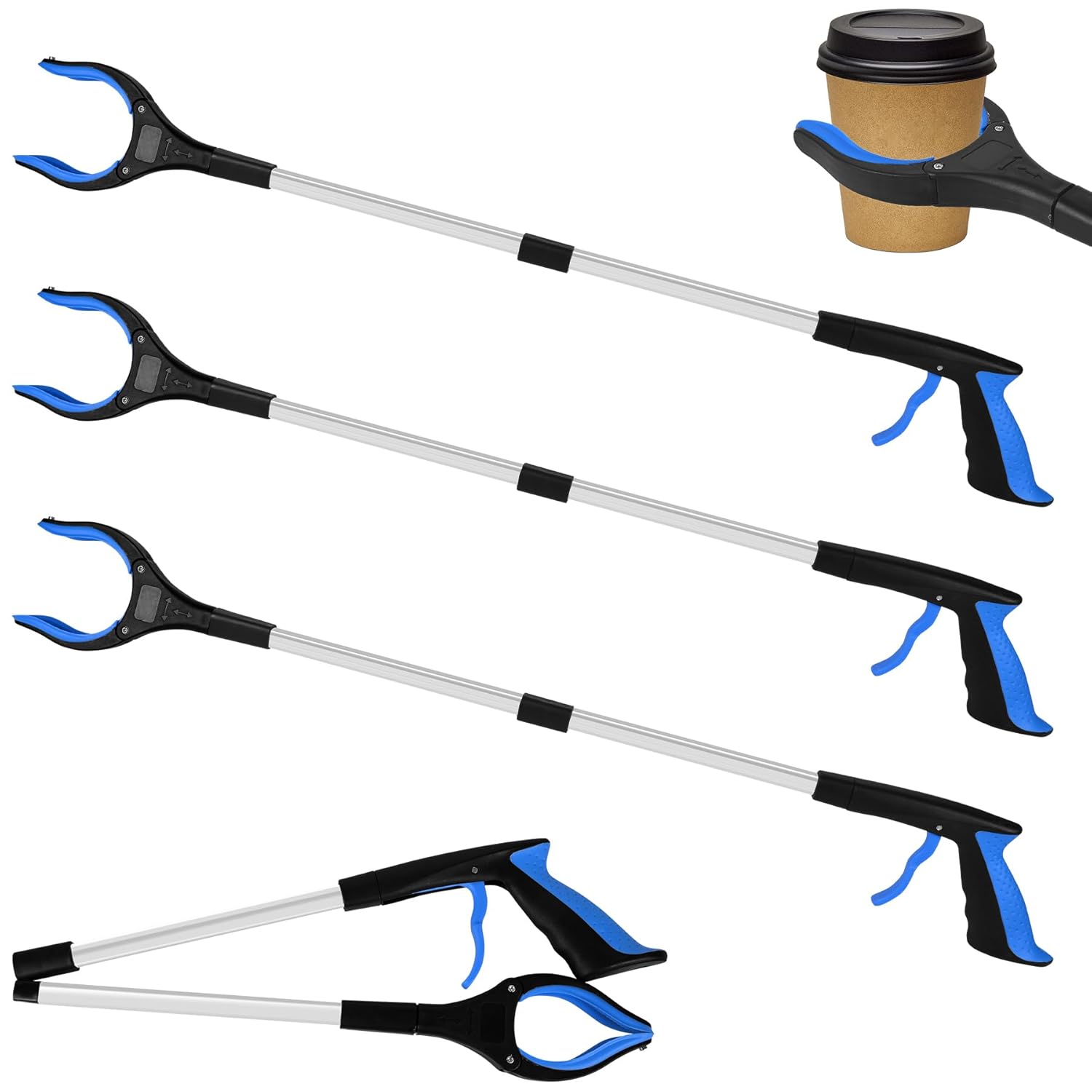 4 Pack Grabber Reacher Tool for Elderly, 32" Extra Long Litter Stick ...