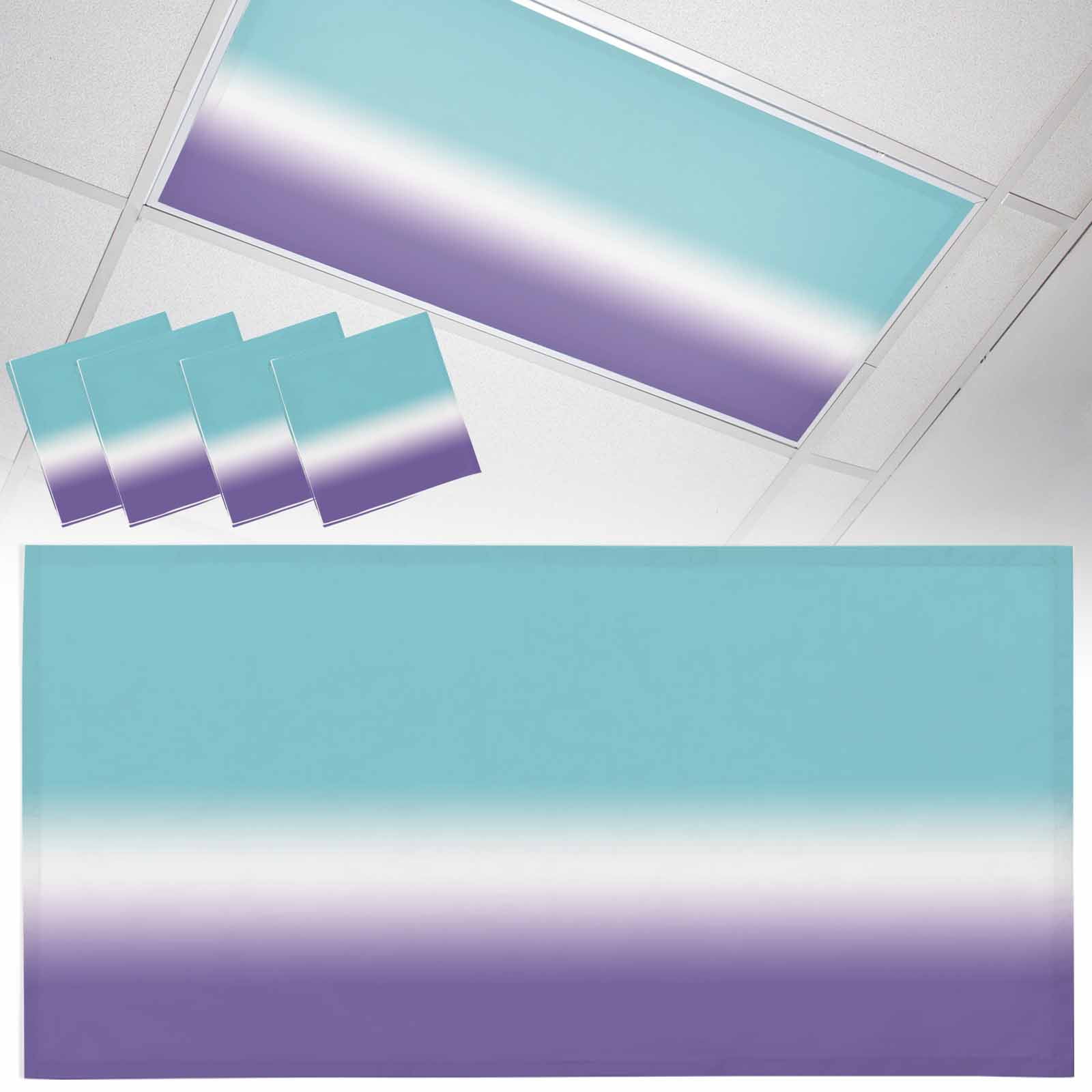 4 Pack Gradient Blue Fluorescent Light Covers for Ceiling Lights Teal ...