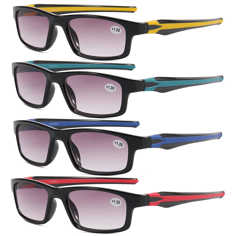4 Pack Gradient Tinted Reading Glasses Sports Sunglasses Presbyopia ...
