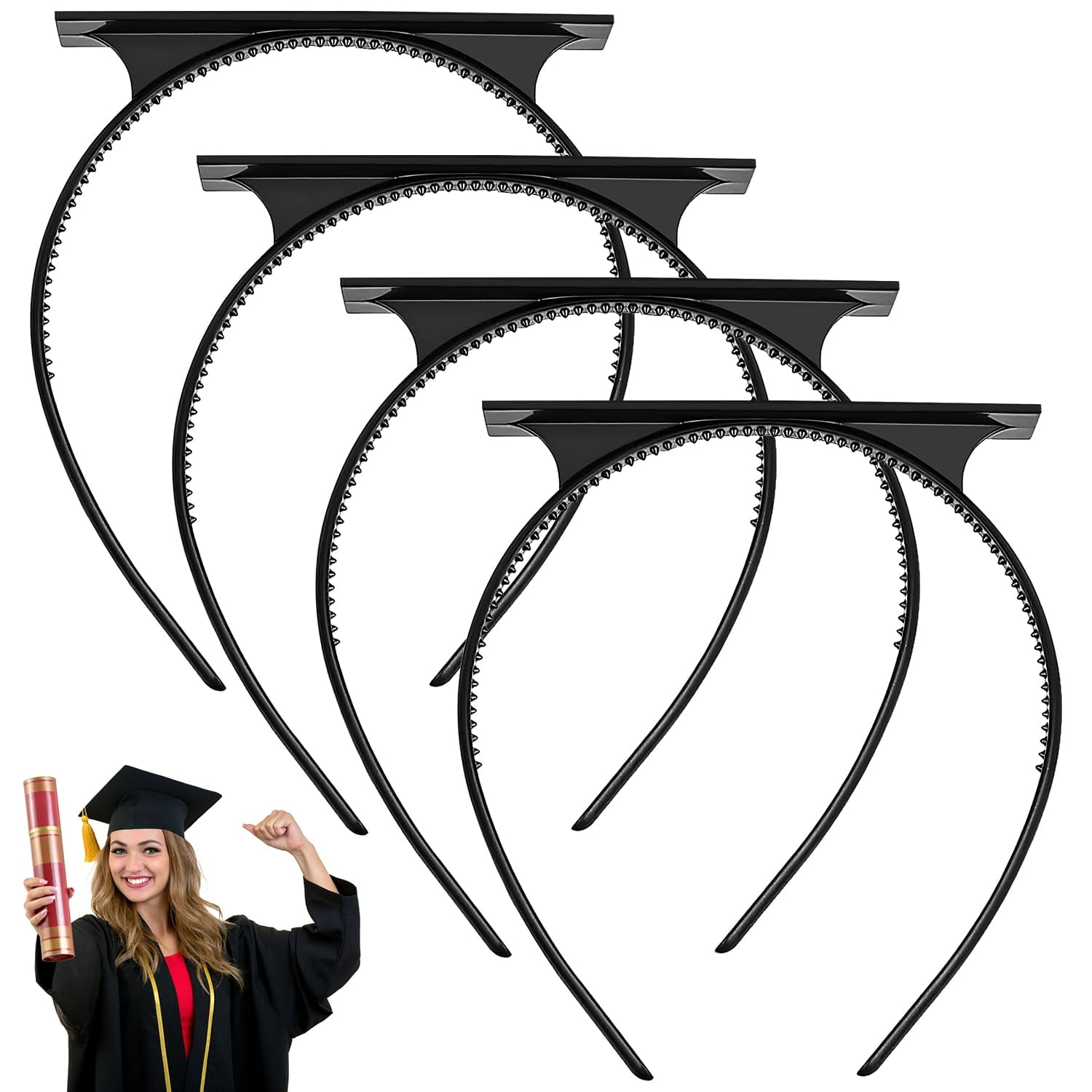 4 Pack Graduation Cap Headband, Grad Cap Headband Insert Secures Your ...