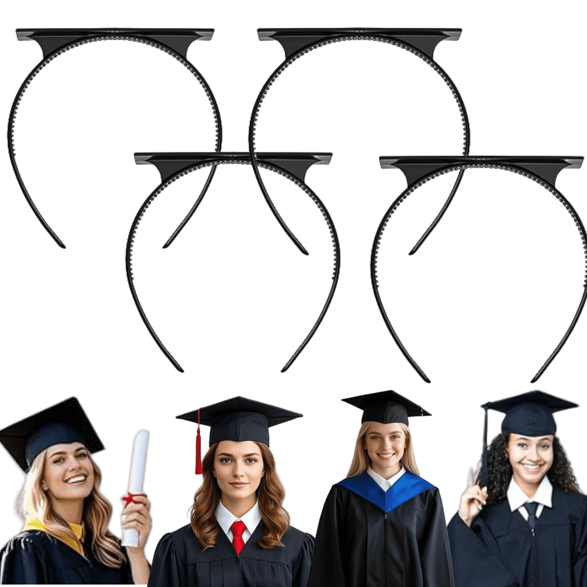 4 Pack Graduation Cap Headband, Upgrade Grad Cap Headband Insert ...