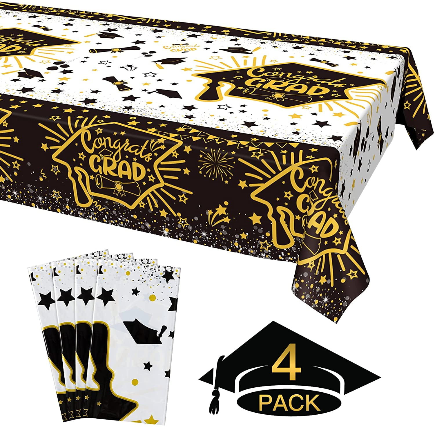 4 Pack Graduation Party Supplies 2025 Plastic Graduation Tablecloth, 54 ...