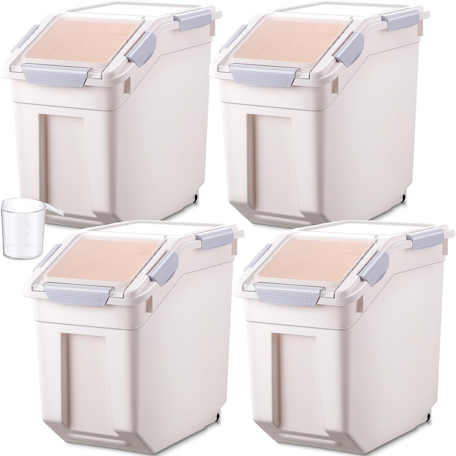 4 Pack Grain Rice Storage Bin Flour Sugar Container Plastic Cereal Food ...