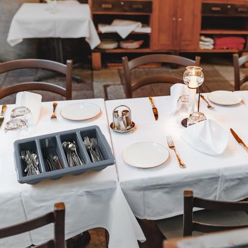 4 Pack Gray Plastic Commercial Silverware Bin with 4 Compartment ...