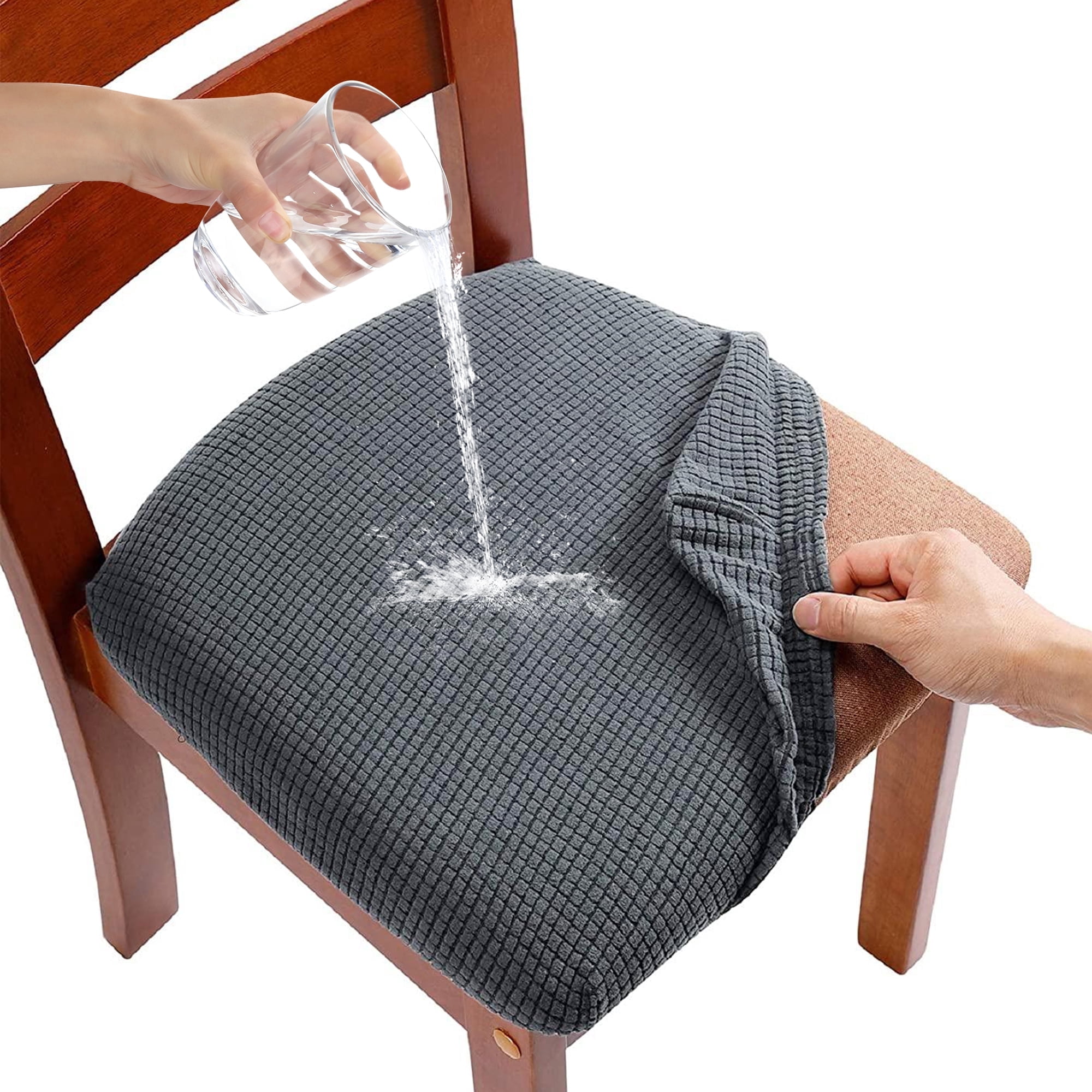 4 Pack Gray Waterproof Seat Covers for Dining Chairs,Removable Washable ...