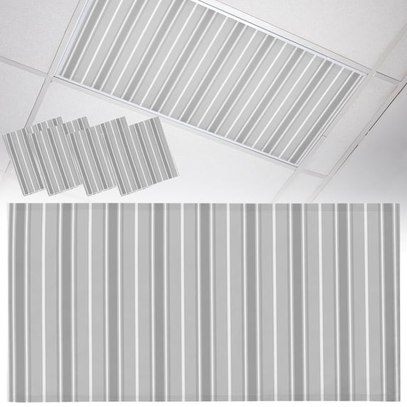 4 Pack Gray White Striped Fluorescent Light Covers for Ceiling Lights ...