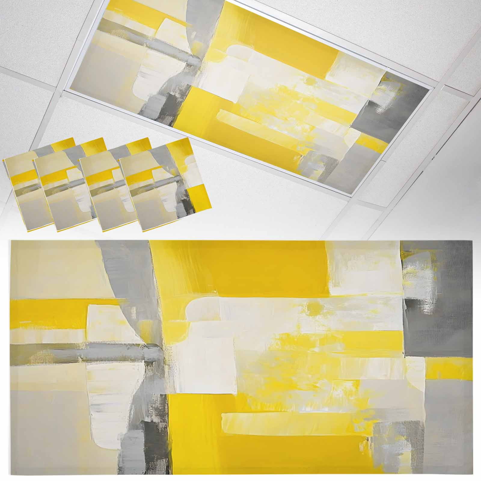 4 Pack Gray Yellow Gradient Fluorescent Light Covers for Ceiling Lights ...