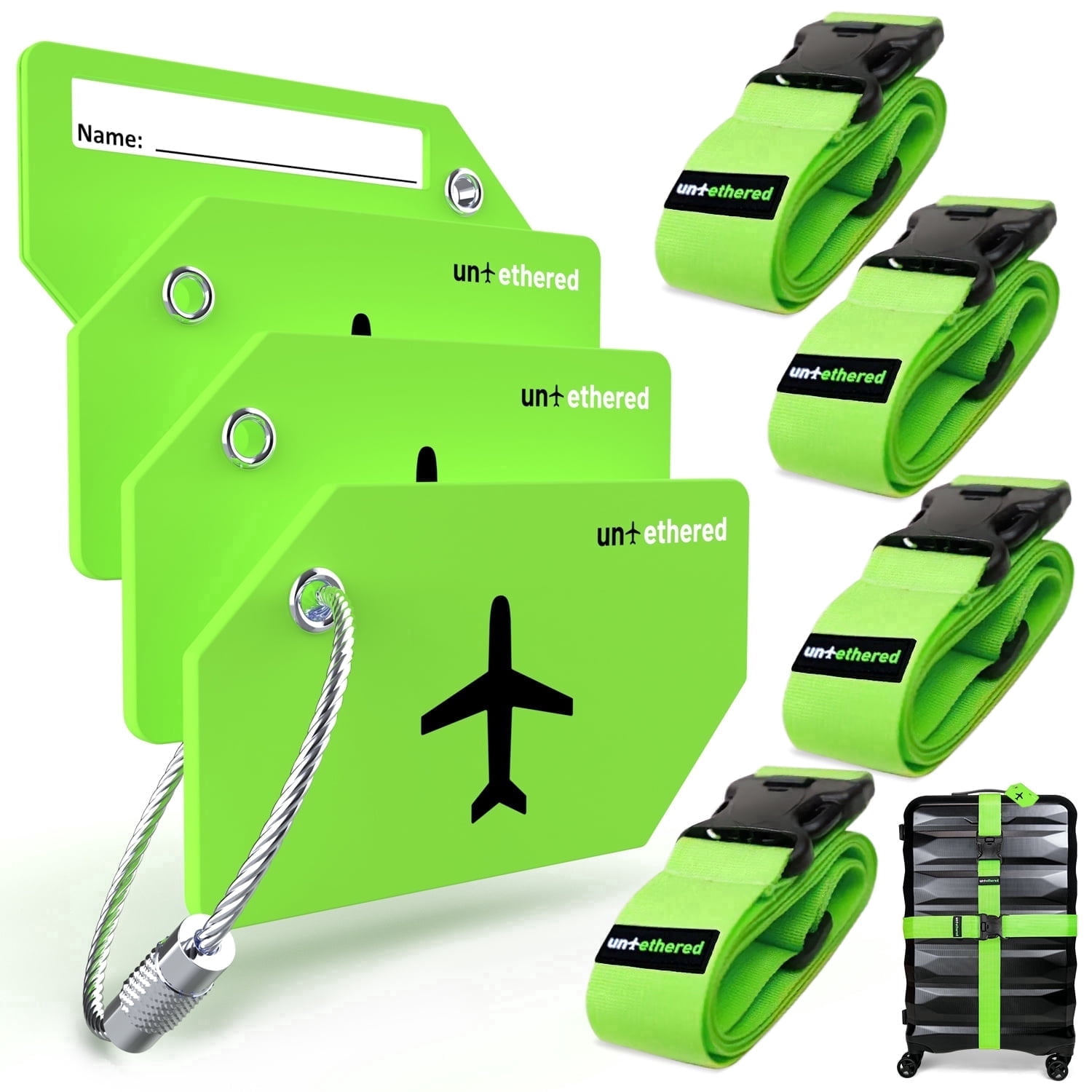 4-Pack Green Luggage Tag and Strap Set - Walmart.com