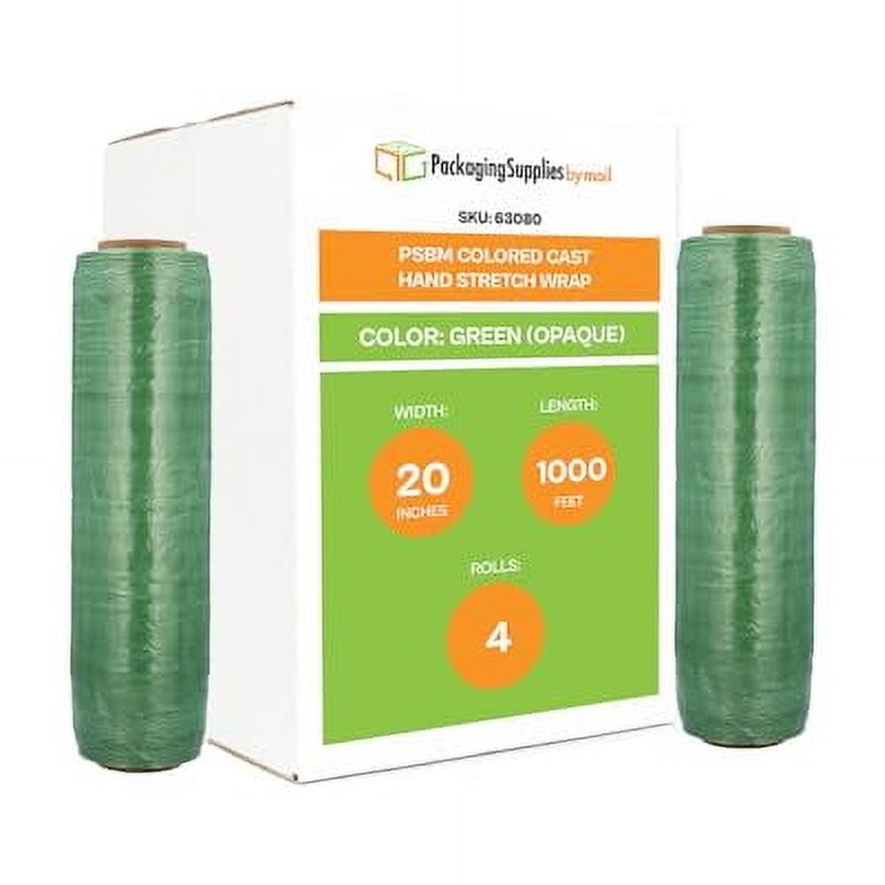 4 Pack Green Stretch Wrap for Packing, 20 Inch x 1000 Feet, Green Wrap ...