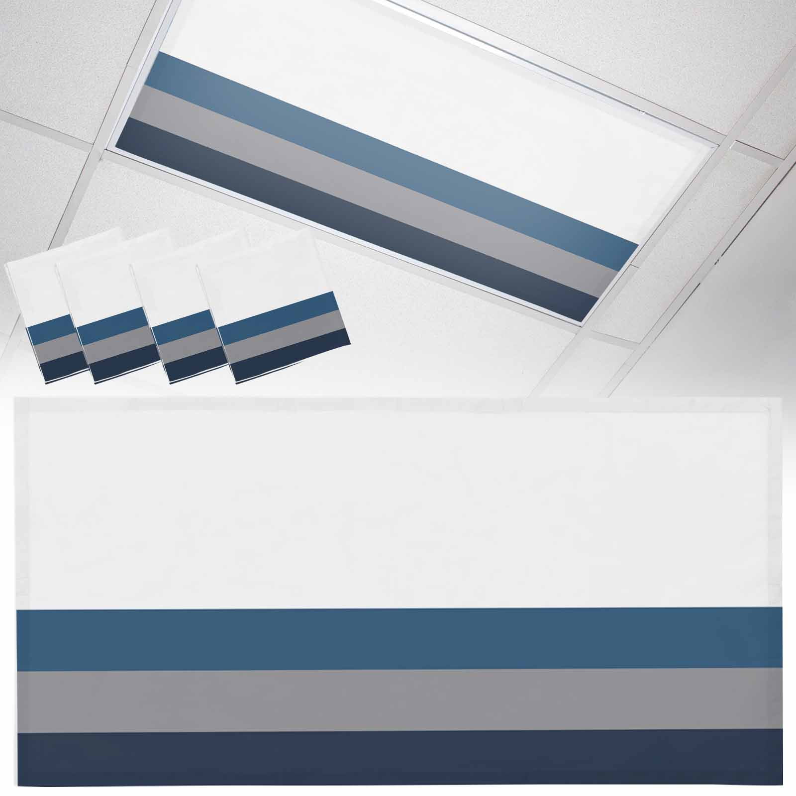 4 Pack Grey Blue Fluorescent Light Covers for Ceiling Lights Geometric ...