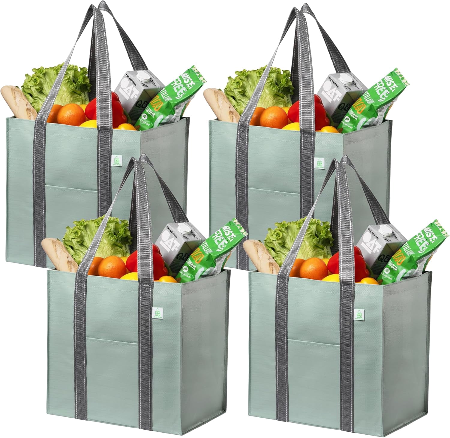 4 Pack Grocery Bags, Heavy-Duty Shopping Bags with Handles, Bags for ...
