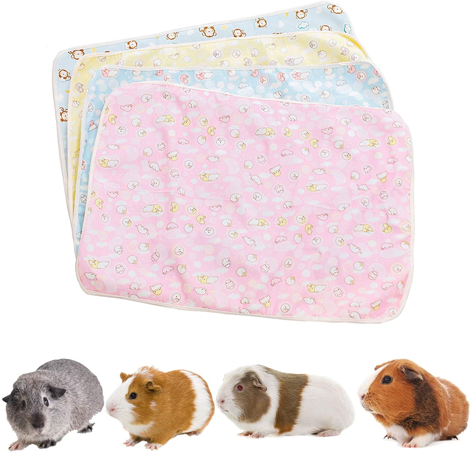 4 Pack Guinea Pig Cage Liner Hamster Cage Bedding Pad Reusable Pee Pads ...