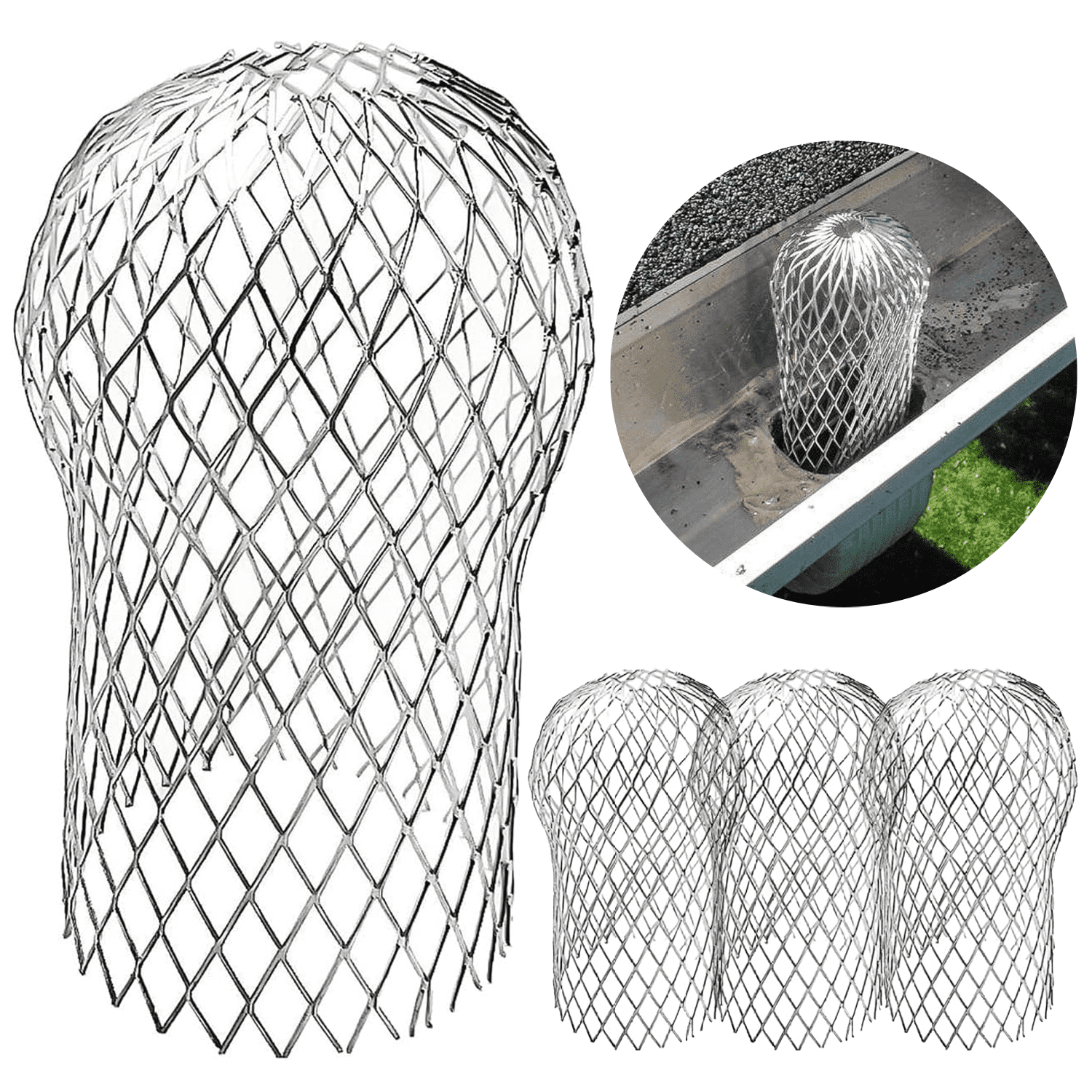 4 Pack Gutter Downsport Guards,4 Inch Expandable Aluminium Filter ...