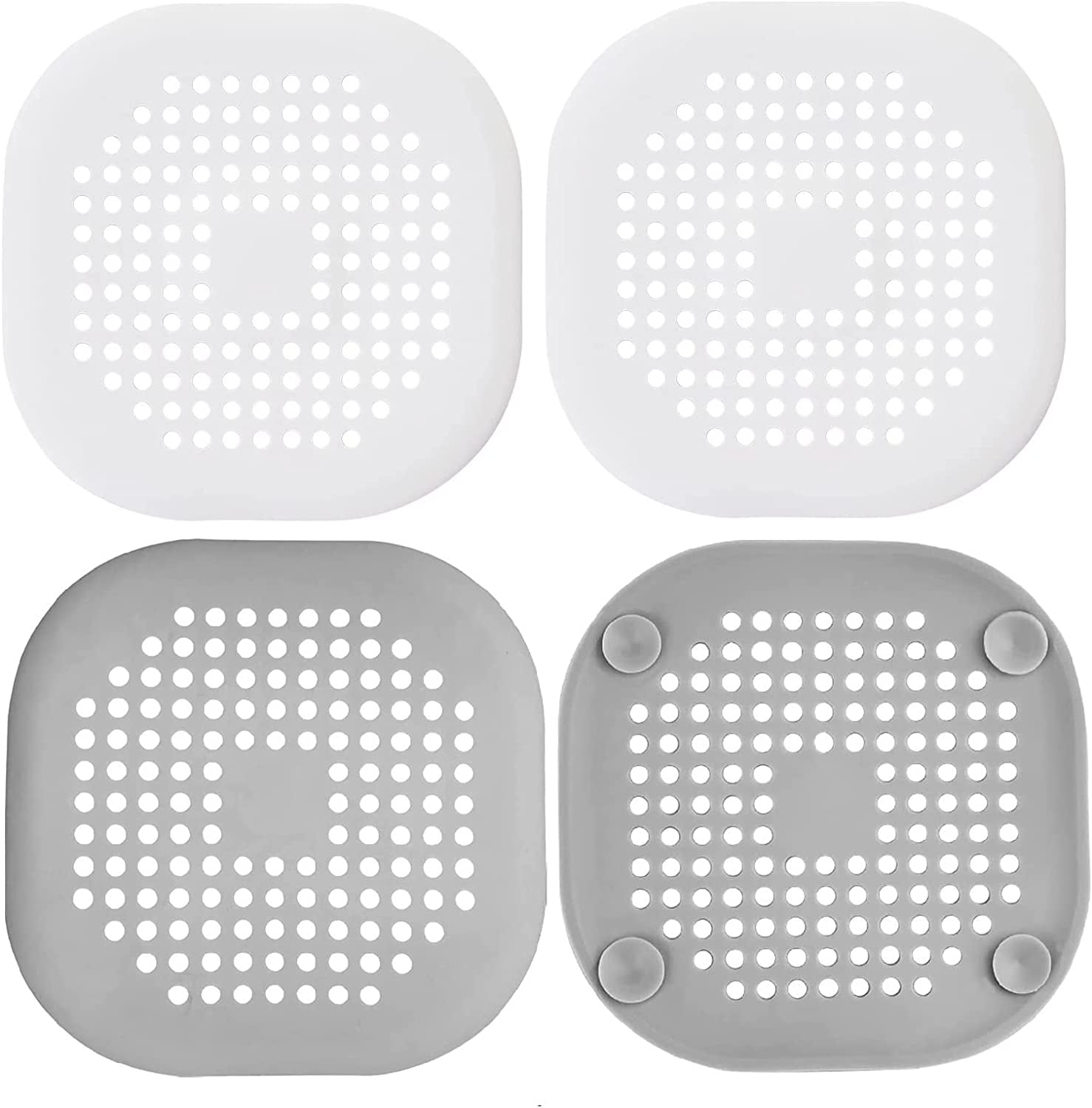 4 Pack Hair Catcher, Square Drain Cover for Shower, Drain Protection ...