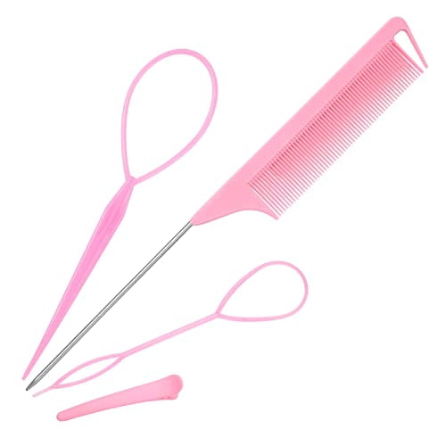 4 Pack Hair Loop Tool Set with 2 pcs French Braid Tool Loop,1 pcs rat ...