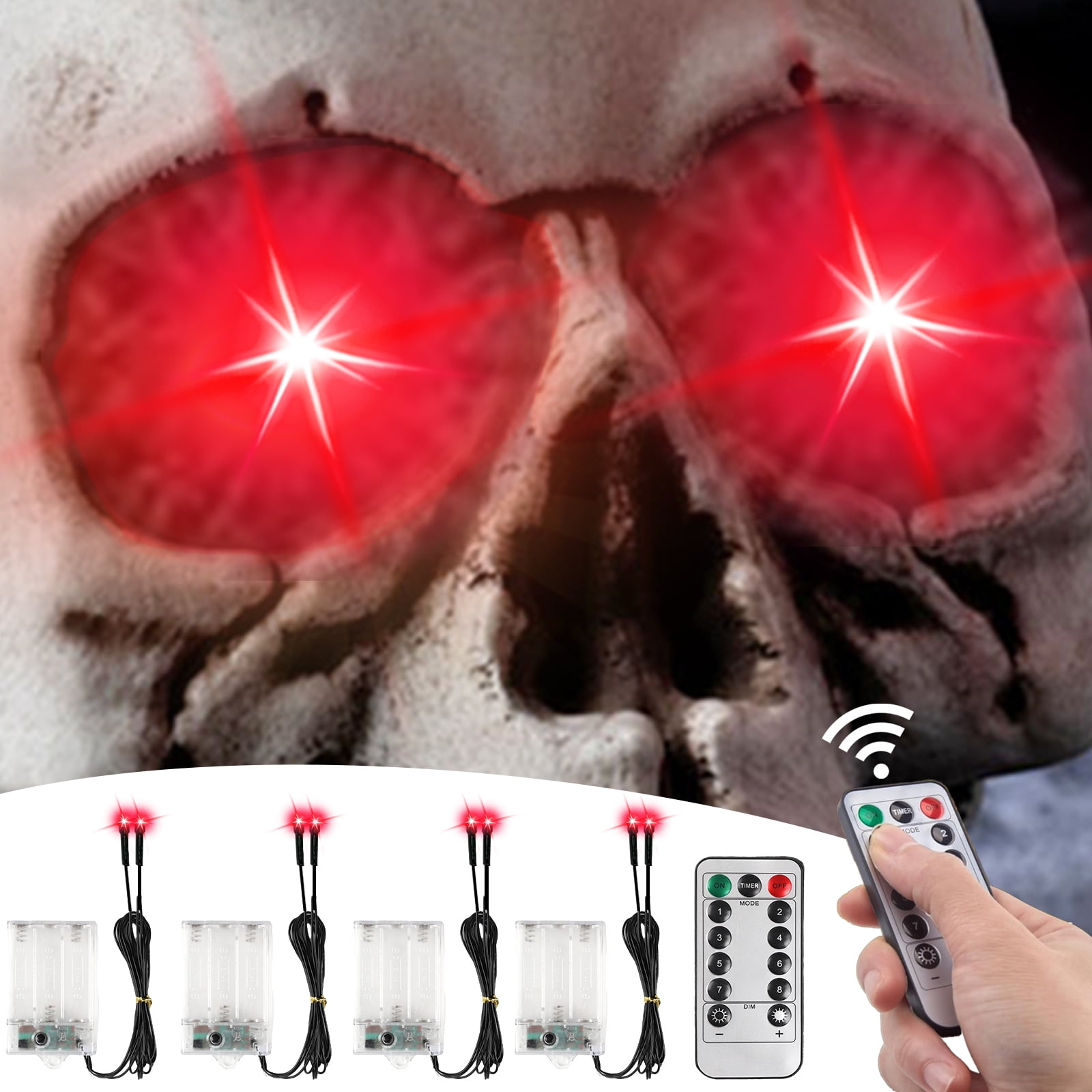 4 Pack Halloween Decoration LED Glowing Light Up for Skulls Eyes ...
