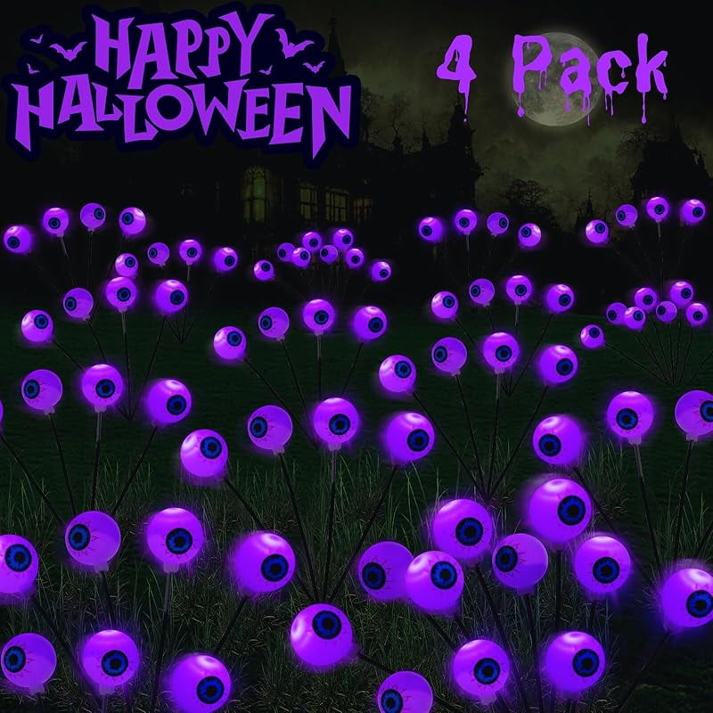 4 Pack Halloween Decorations Outdoor Lights - 32LED Solar Halloween ...