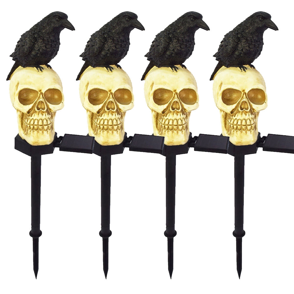4PCS Solar Garden Lights Outdoor Skeleton Halloween Decorations Resin ...
