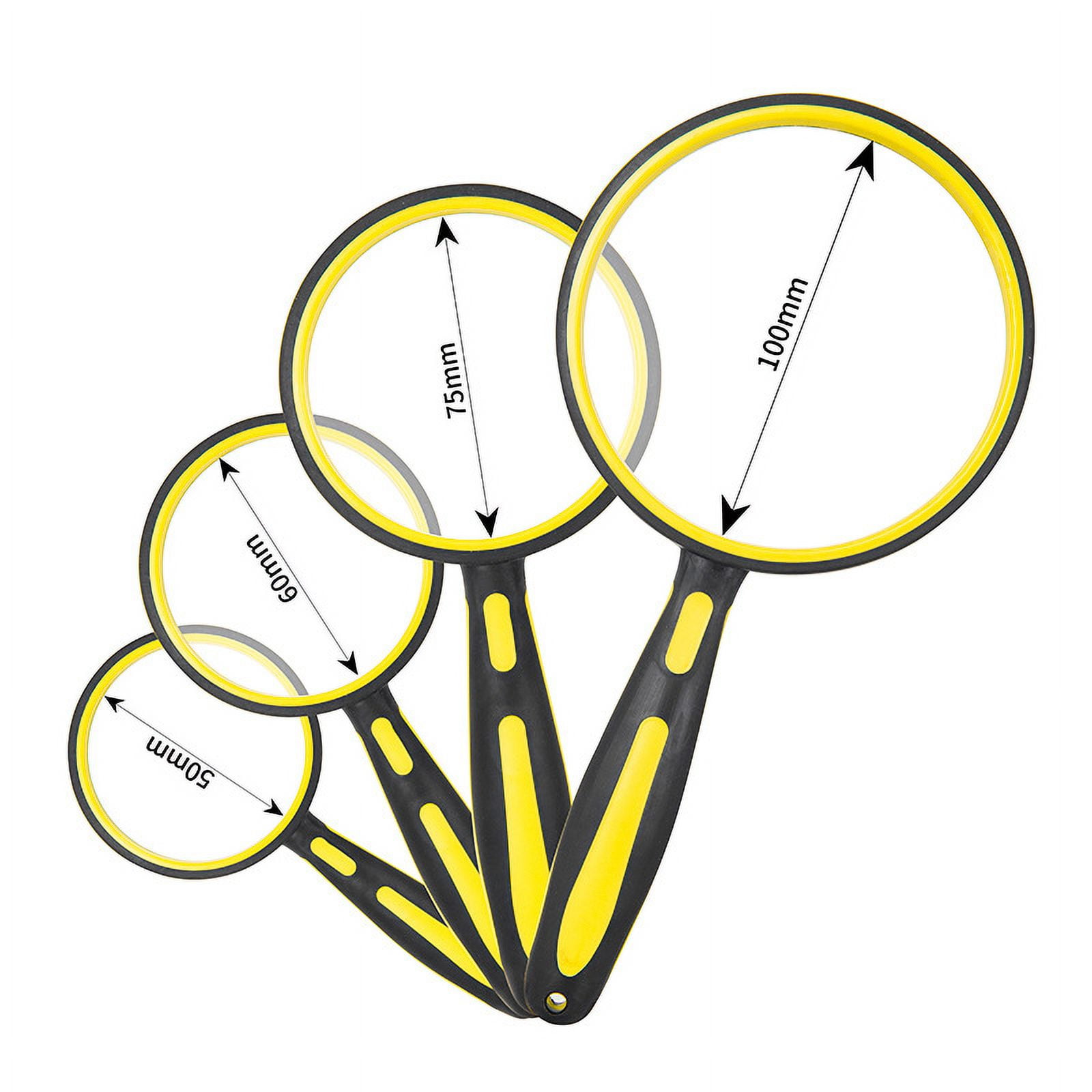 4 Pack Handheld Magnifying Glass 10/8/6/5x for Kids Seniors Non-Slip ...