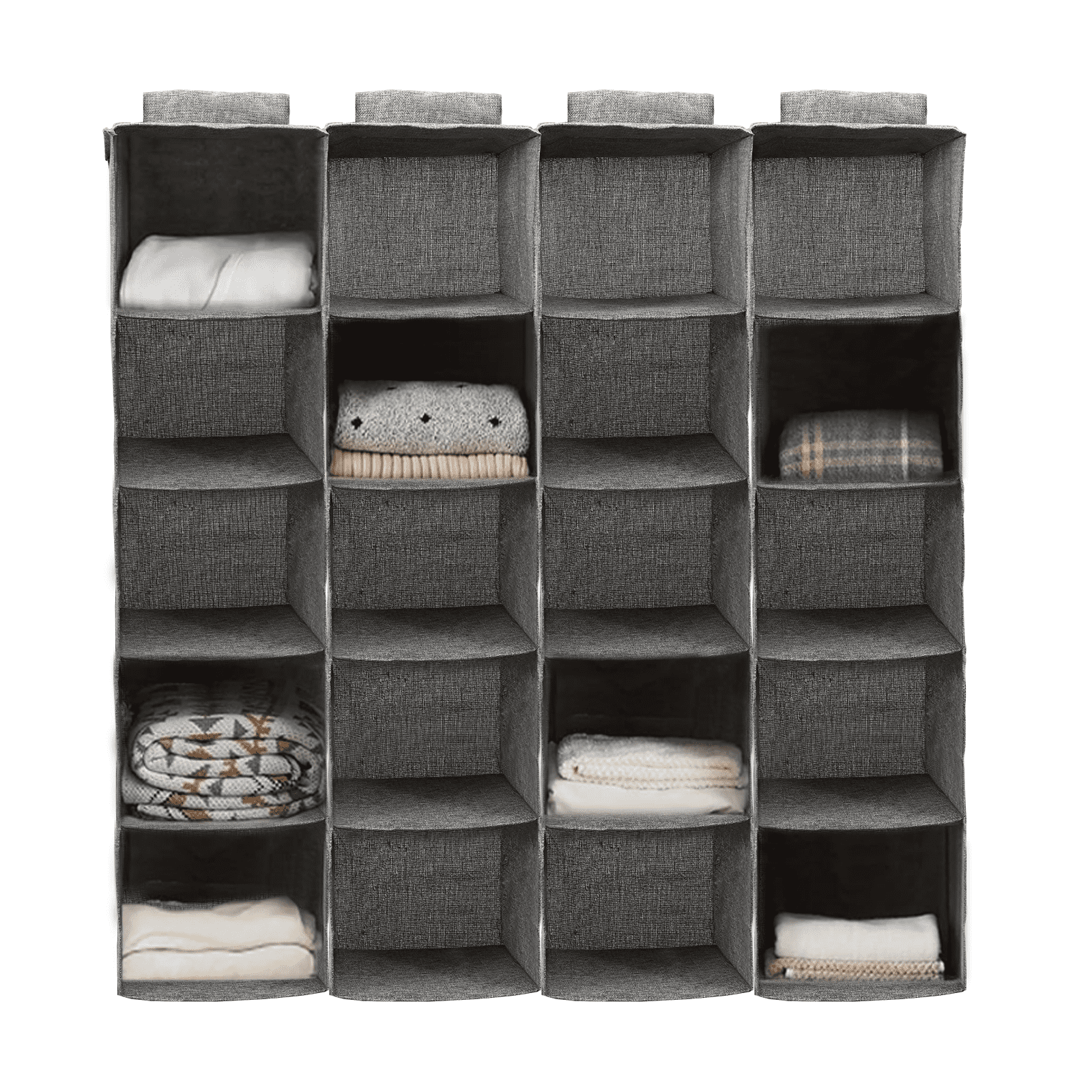 4 Pack Hanging Closet Organizer and Storage, 5-Shelf Closet Hanging ...