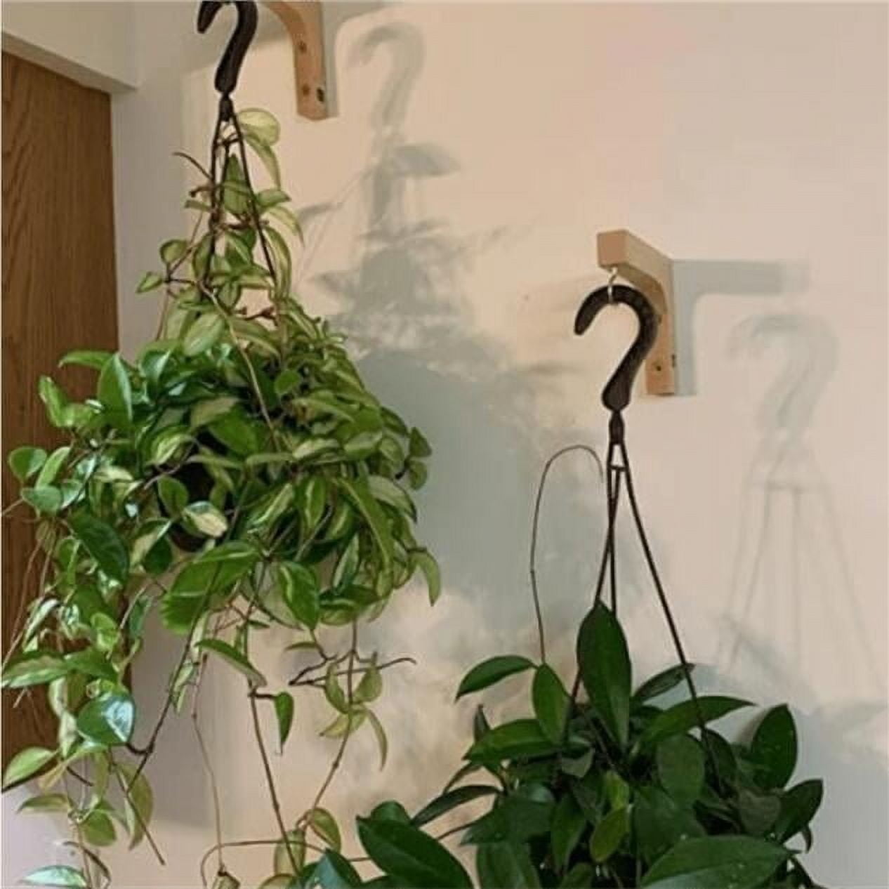 2 Pack Wood Outdoor Hanging Plant Hook, Balcony Plant Hangers Indoor ...