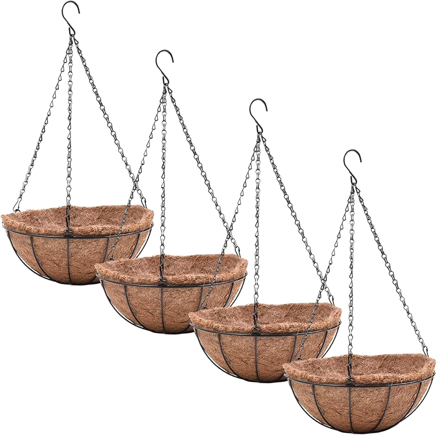 4 Pack Hanging Planter Basket Outdoor Large Hanging Flower Pots Indoor ...