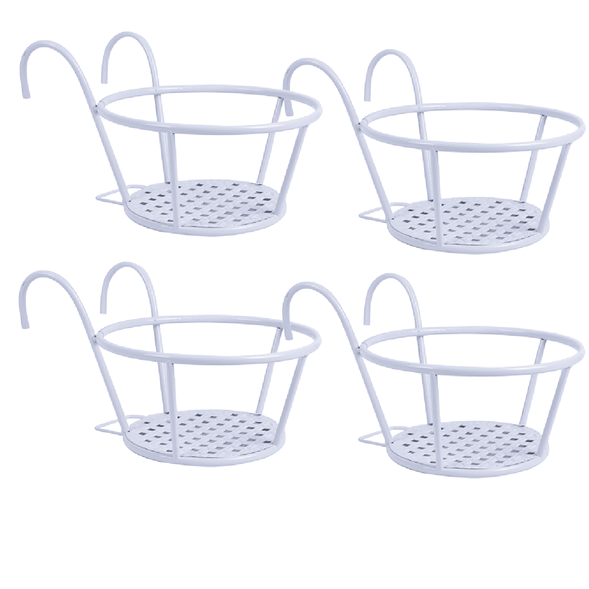 4 Pack Hanging Railing Planters Flower Pot Holders, Plant Iron Racks ...