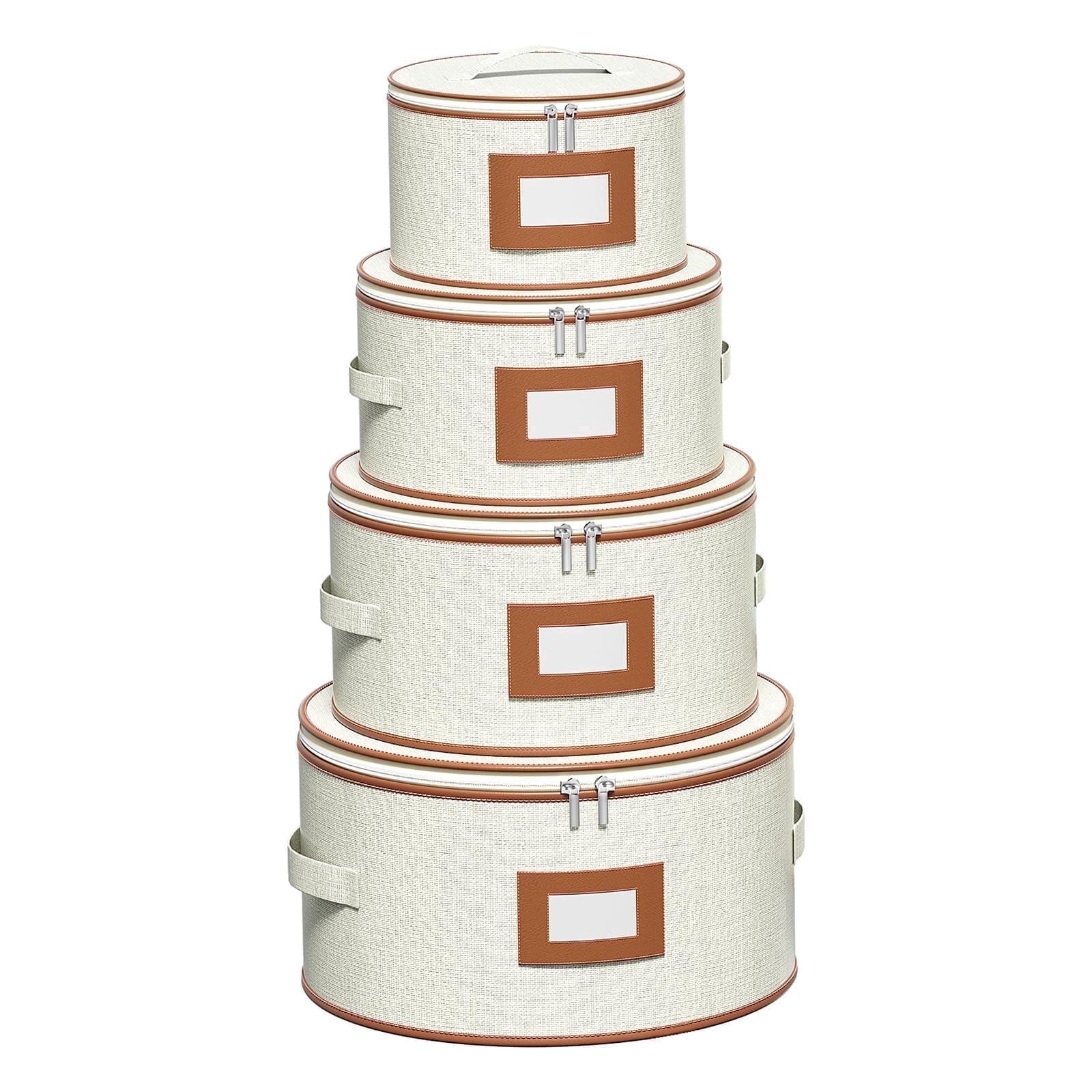 Aokeyee 4-Pack Hard Shell Dish Storage Containers with 48 Non-Woven ...