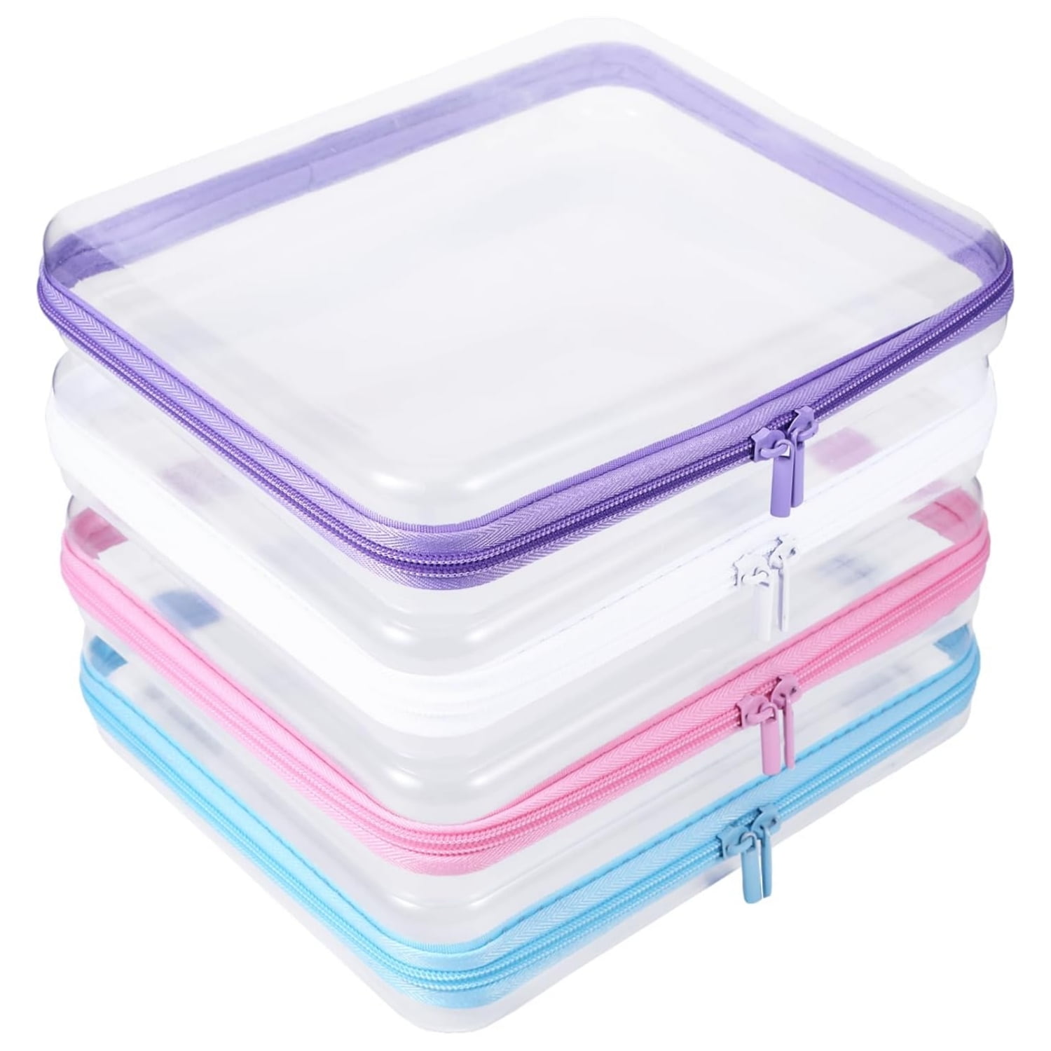 4 Pack Hard Shell Zipper Case Topboutique Clear Plastic Storage Zipper ...