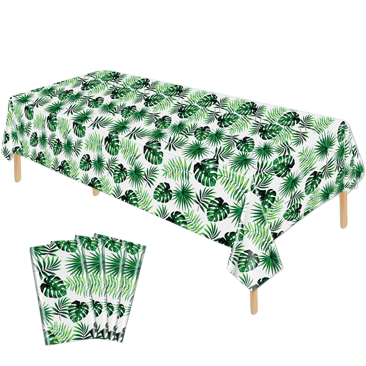 4 Pack Hawaiian Luau Tablecloths Aloha Tropical Palm Leaves Table ...
