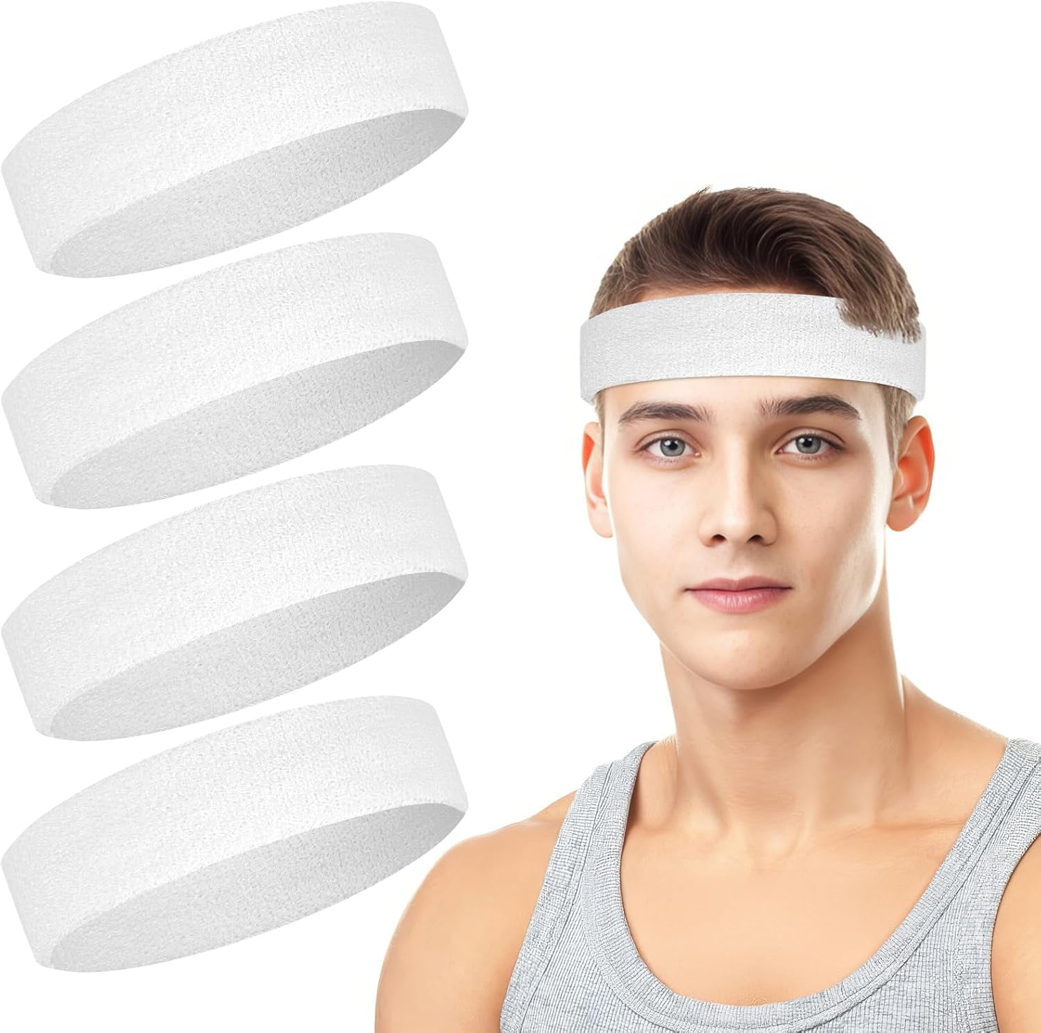 4 Pack Headbands for Men, Sweat Bands Headbands Men & Women, Cotton ...