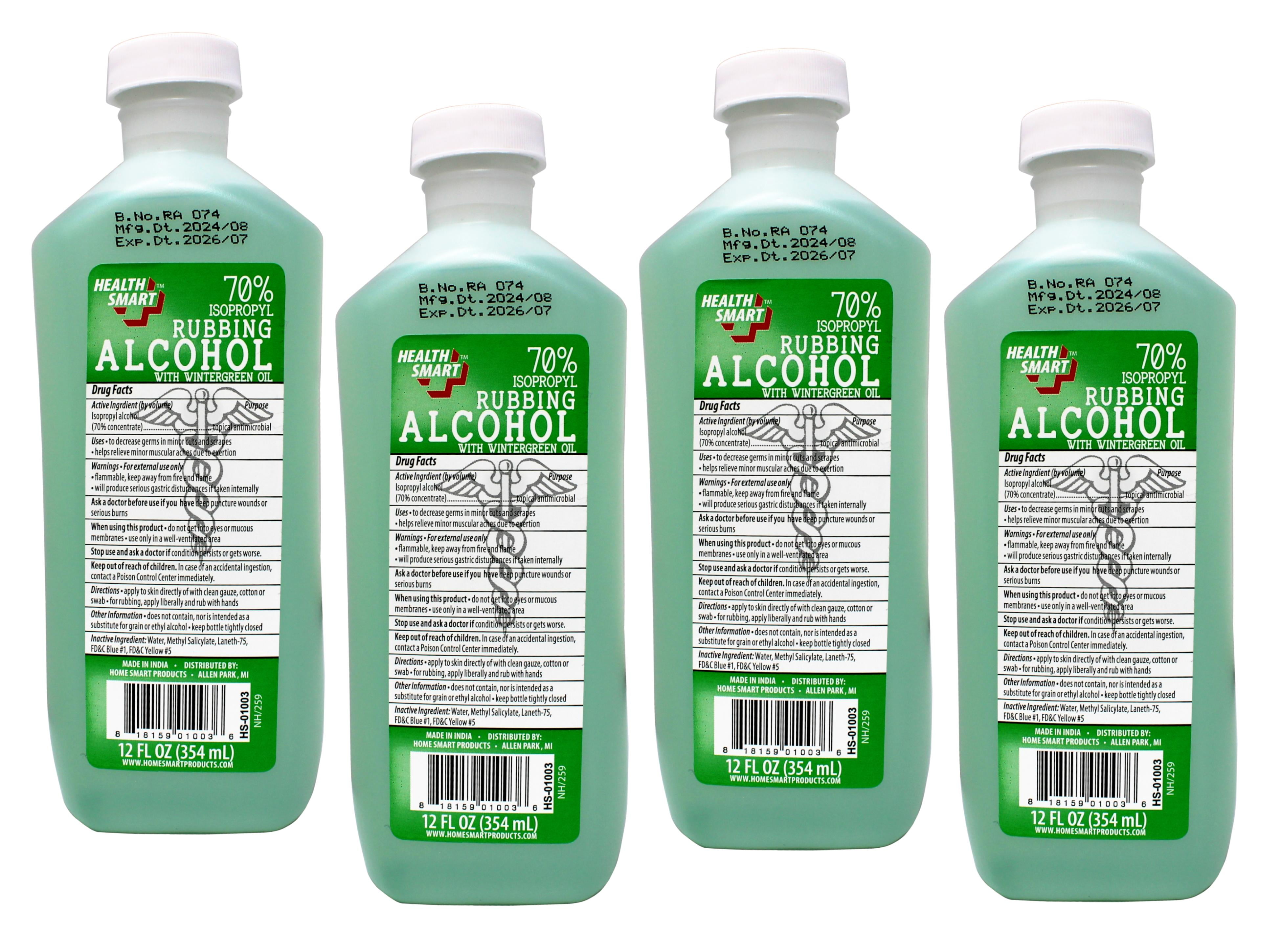 4 Pack - Health Smart 70% Isopropyl Rubbing Alcohol with Wintergreen ...