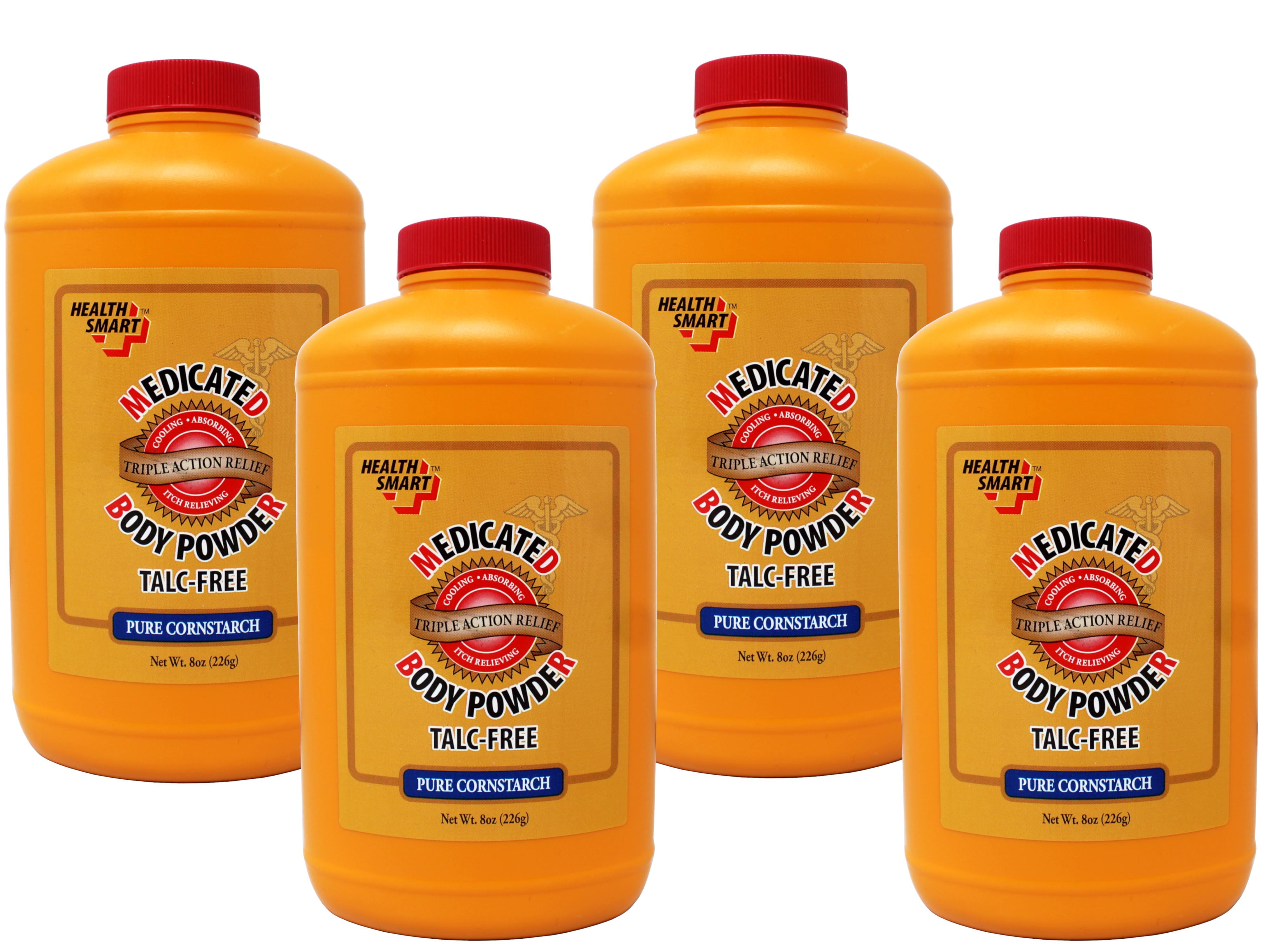 4 Pack - Health Smart Medicated Body Powder, Pure Cornstarch, Triple ...