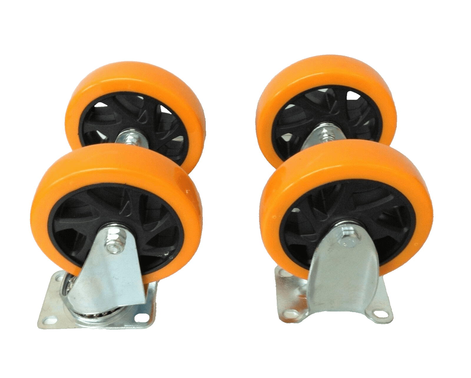 4 Pack Heavy Duty 5 inch Wheel Caster Plate Urethane Swivel and Fixed ...