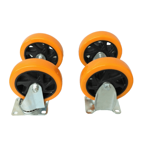 4 Pack Heavy Duty 5 inch Wheel Caster Plate Urethane Swivel and Fixed ...