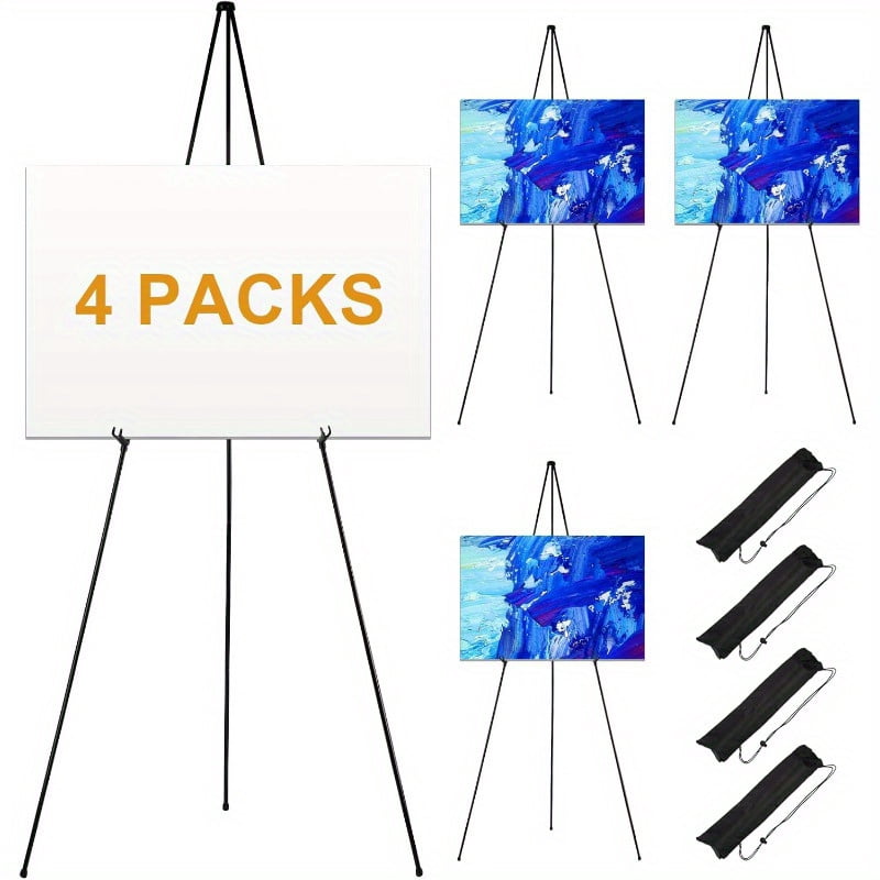 4-Pack Heavy-Duty Black Metal Easel Stands - Adjustable Height ...