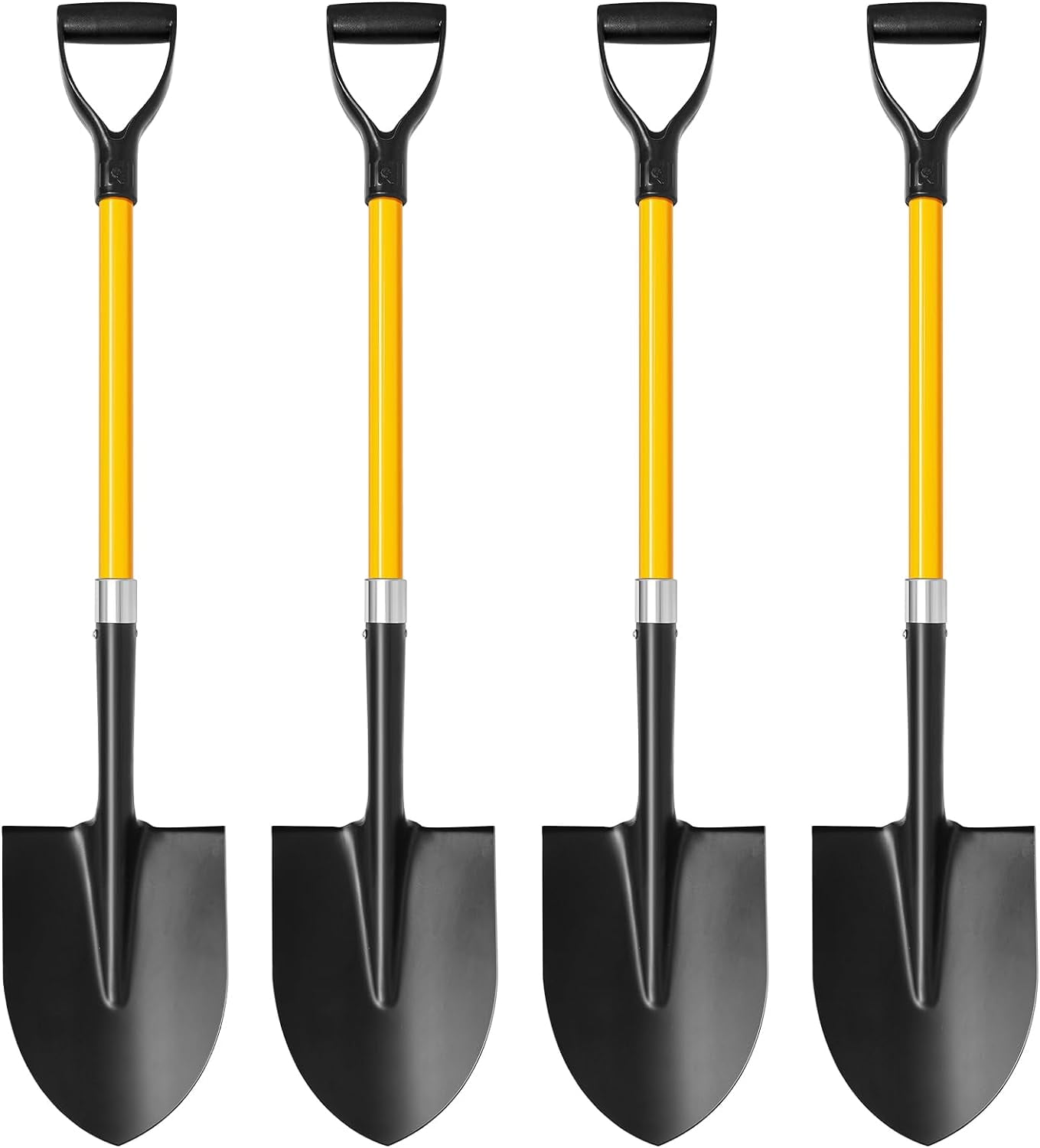4 Pack Heavy Duty Digging Shovel Long Metal Shovel with Comfortable D ...