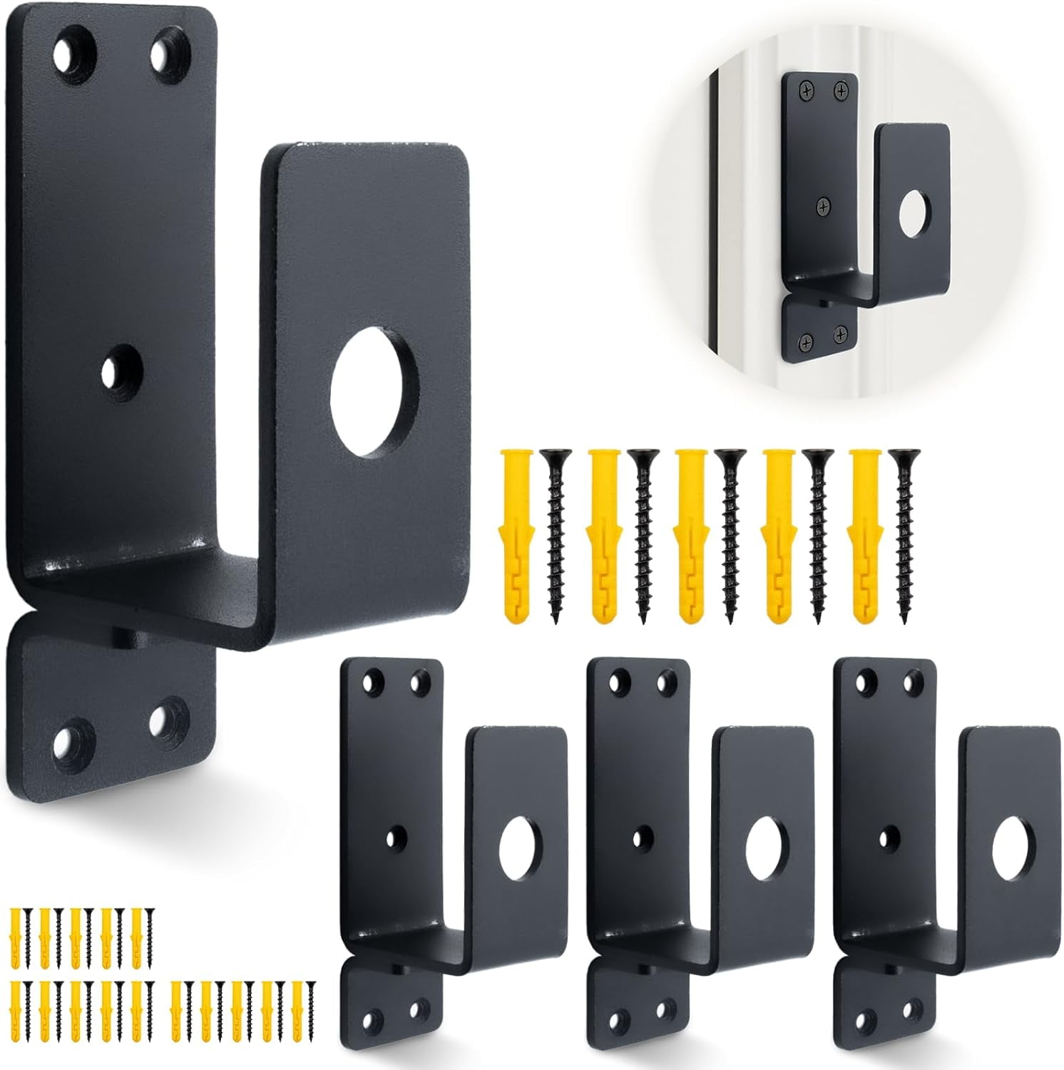 4 Pack Heavy Duty Door Barricade Bracket for 2X4 Lumber, Drop Open Bar ...