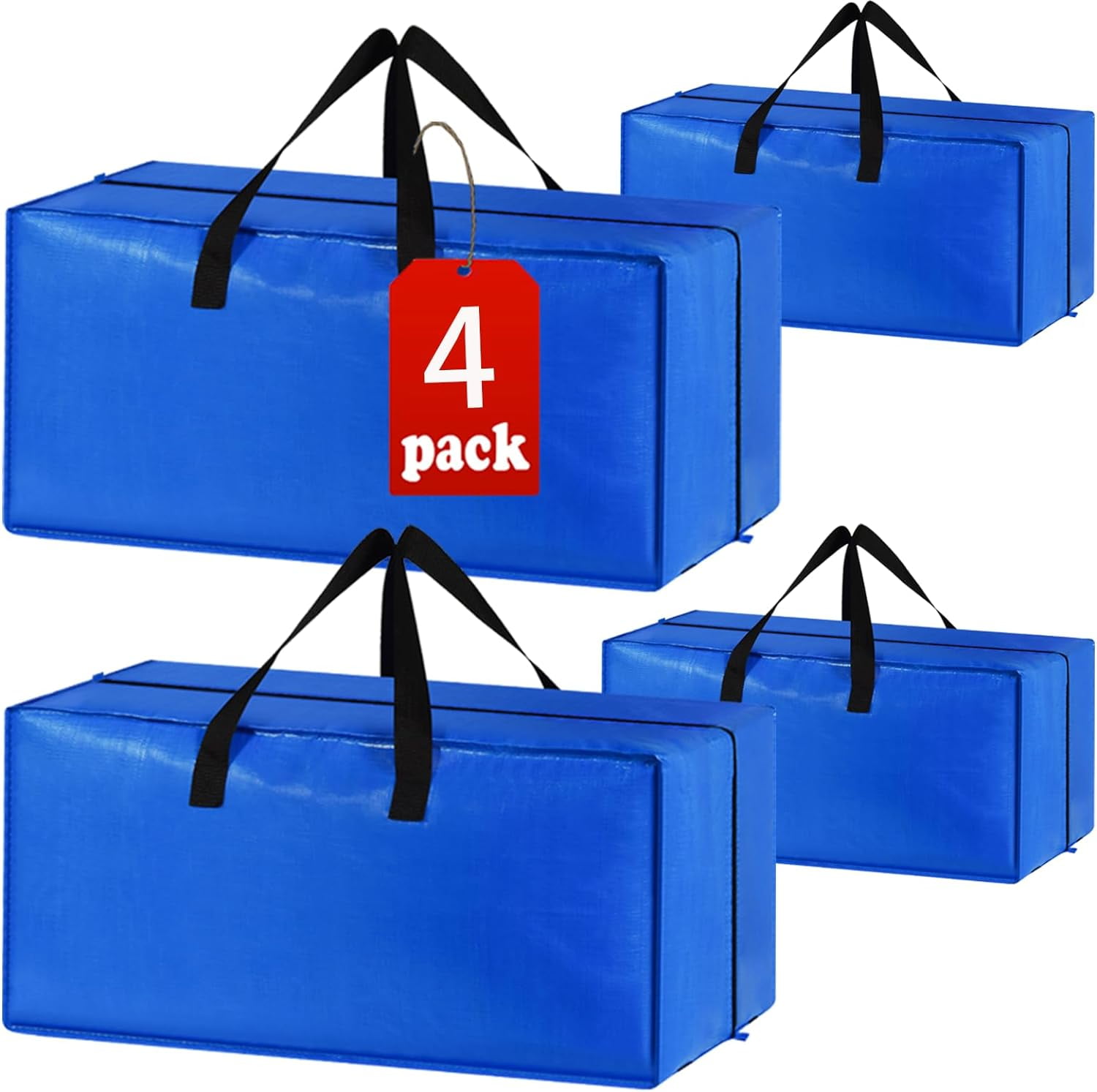 4 Pack Heavy Duty Extra Large Moving Bags Storage Tote - Strong Handles ...
