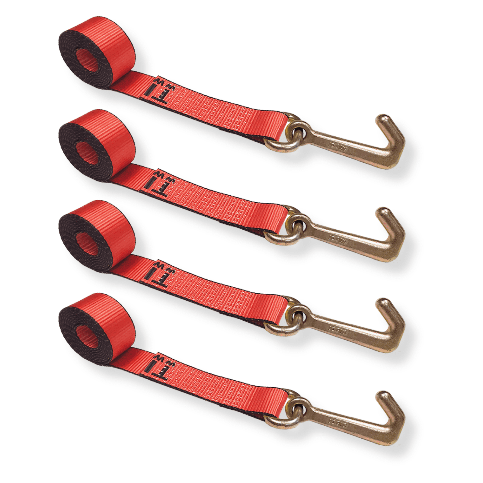 4 Pack Heavy Duty G70 2" x 10' Mini J Hook Towing Strap for Trailer ...