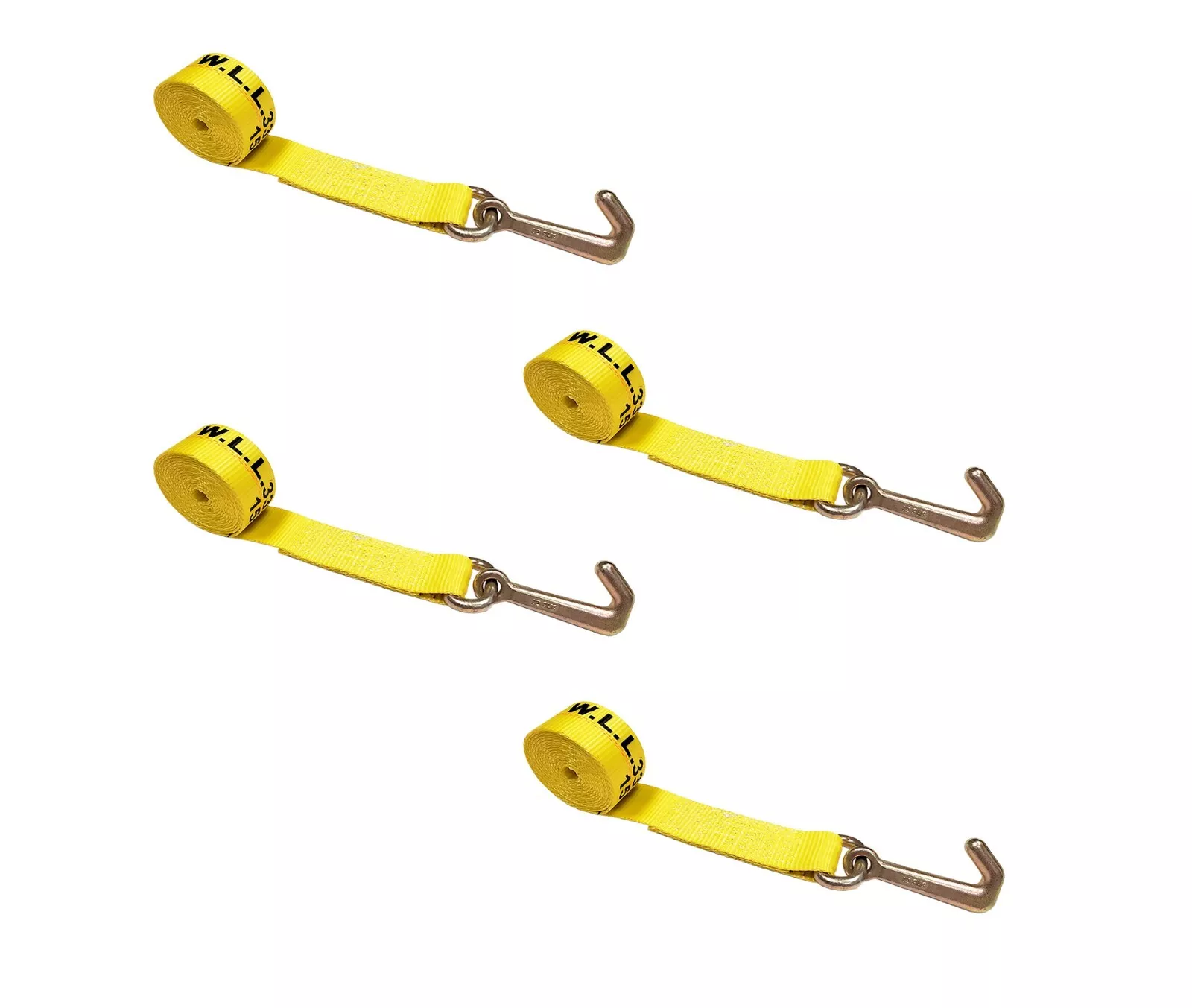 4 Pack Heavy Duty G70 2" x 10' Mini J Hook Towing Strap for Trailer ...