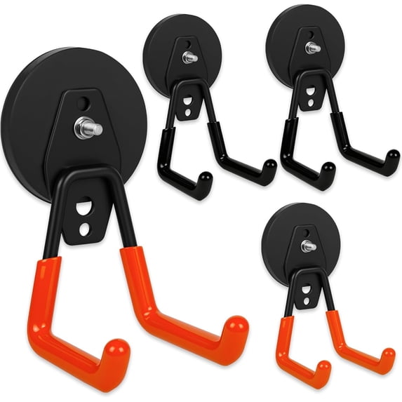 4 Pack Heavy Duty Garage Hooks,No Drill Installation and Rubber Coating ...