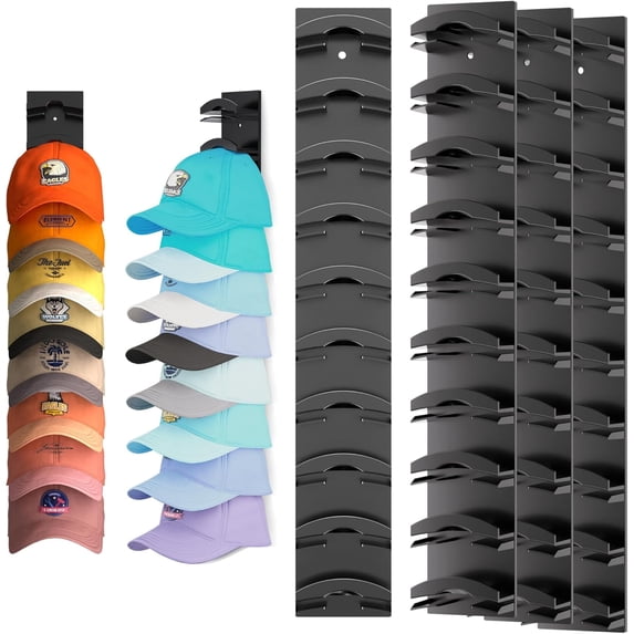 4-Pack Heavy Duty Hat Organizer with Strong Adhesive and Screws Holds ...