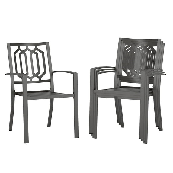 4-Pack Heavy Duty Metal Chairs, 300LB Weight Capacity Iron Patio Dining ...