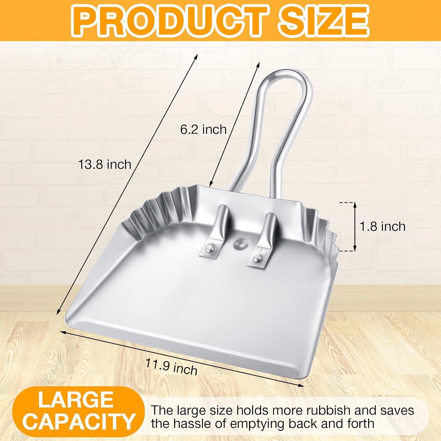4 Pack Heavy Duty Metal Dust Pans 12 Inch Large Wide Scooper for Home ...